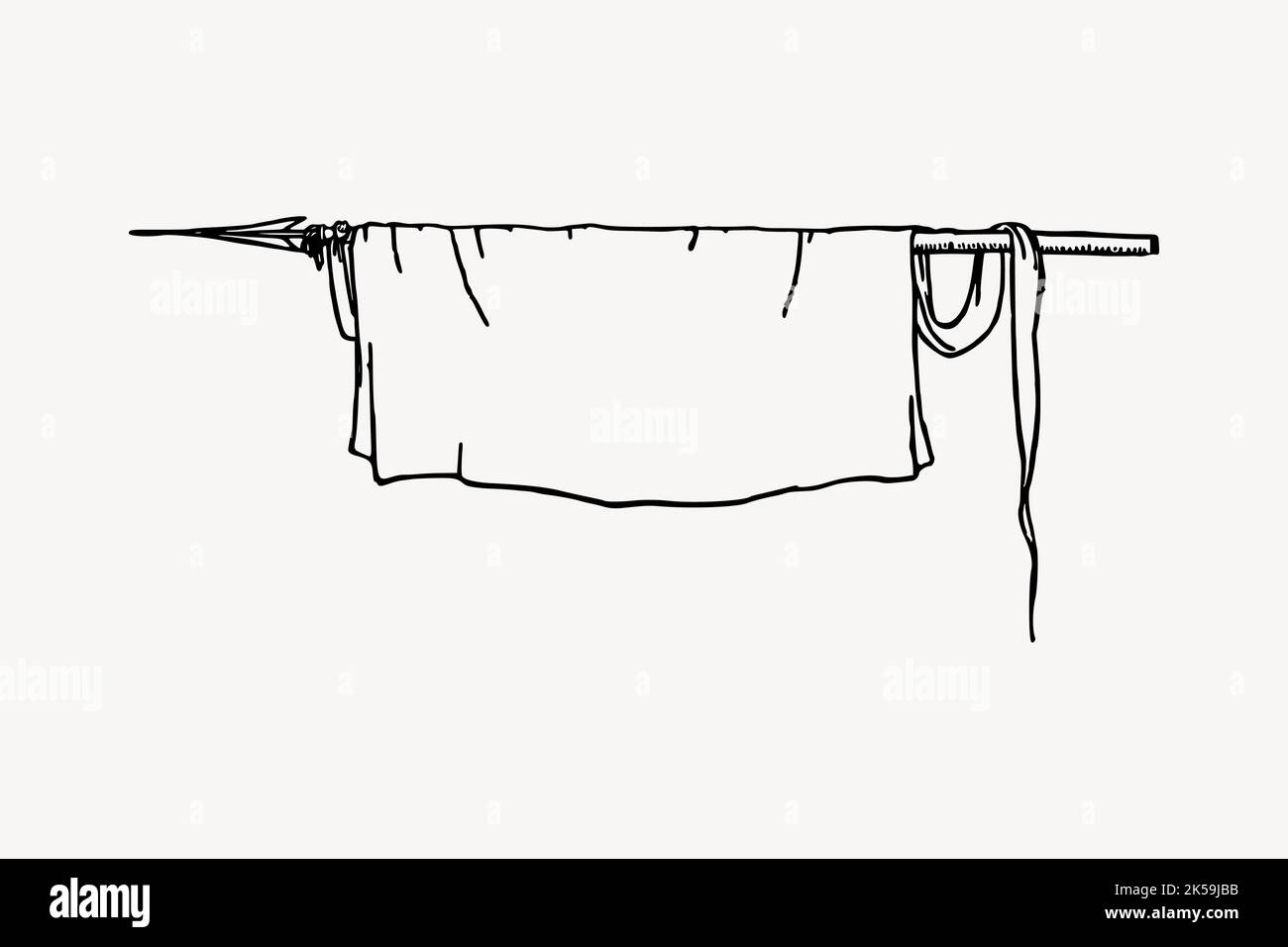 Drying clothes clipart, vintage hand drawn vector Stock Vector Image ...