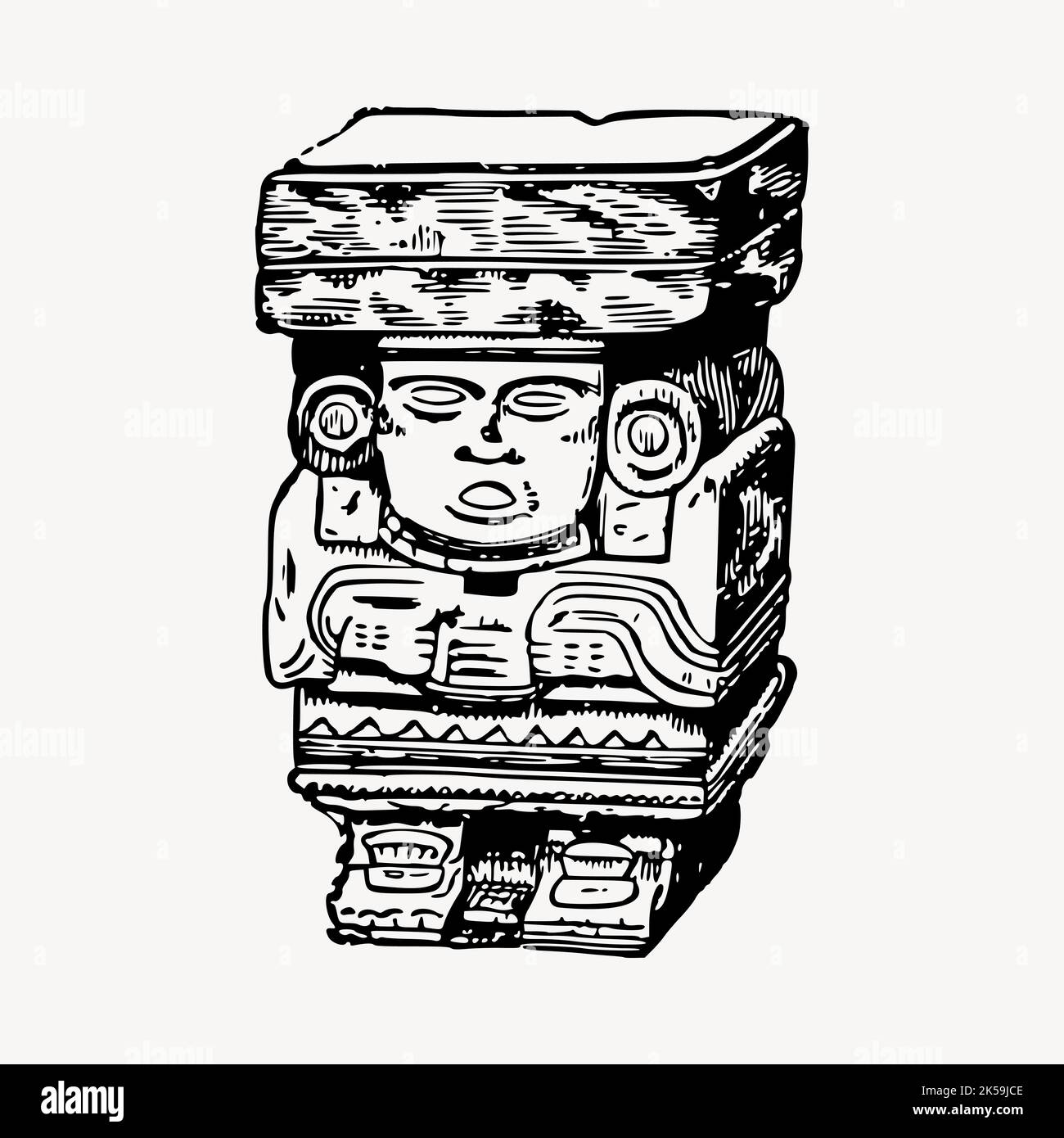 Aztec statue clipart, vintage hand drawn vector Stock Vector Image ...