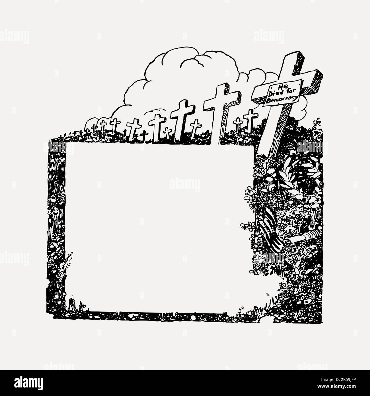 Graveyard frame drawing, vintage illustration vector Stock Vector Image ...