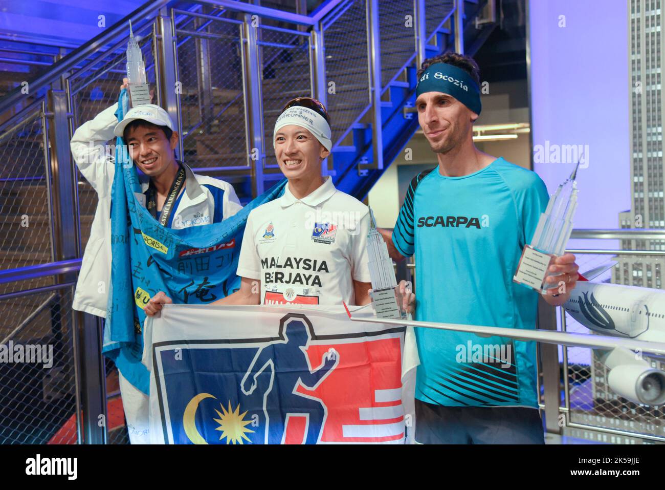 New, York, October 6, 2022. Top three men's finishers Ryoji Watanabe ...