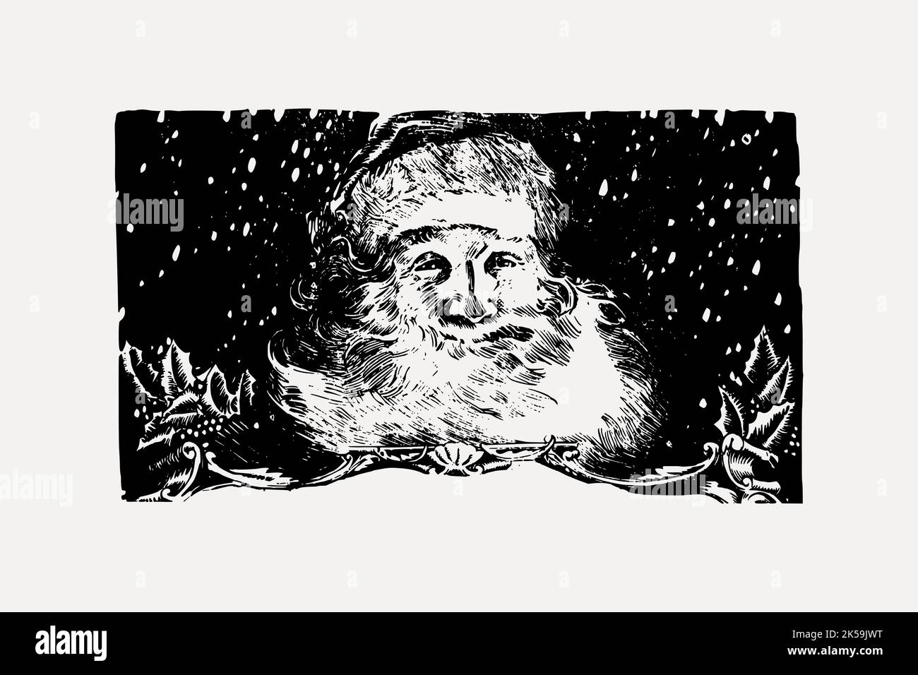 Santa Claus drawing, vintage Christmas illustration vector Stock Vector ...
