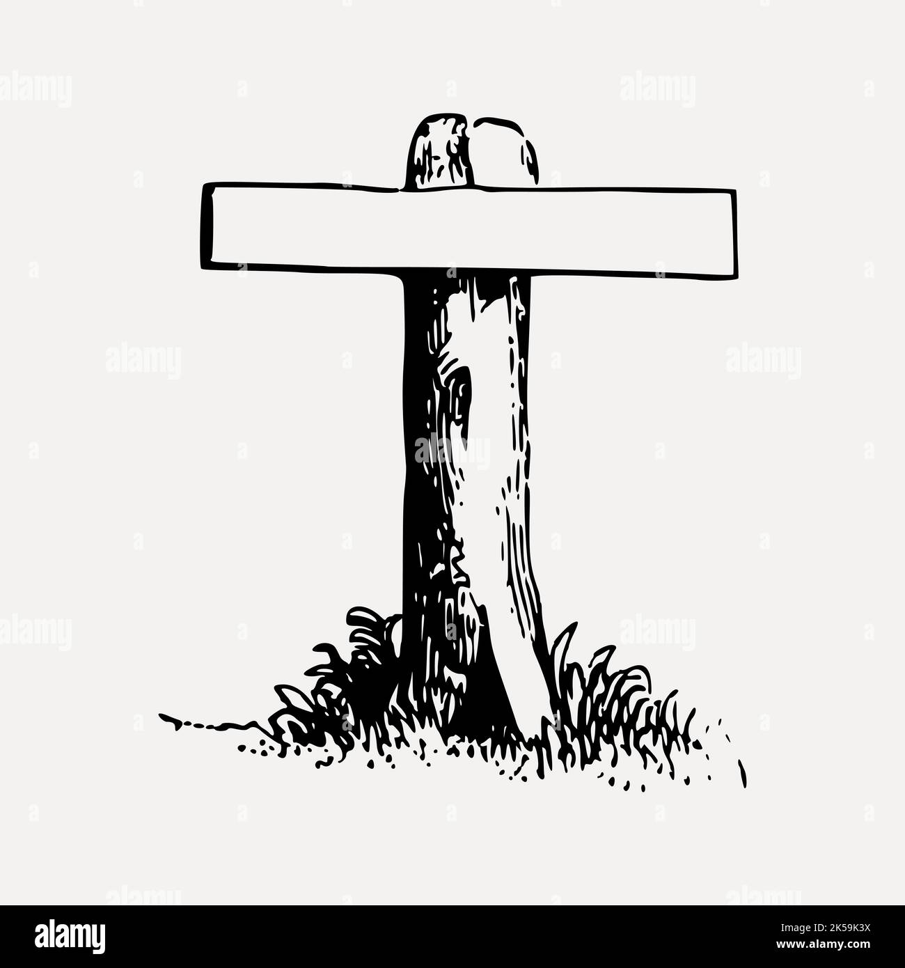 Wooden tomb sign drawing, vintage illustration vector Stock Vector ...