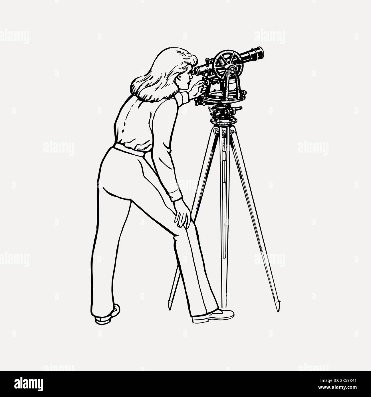 Woman using transit scope drawing hi-res stock photography and images ...