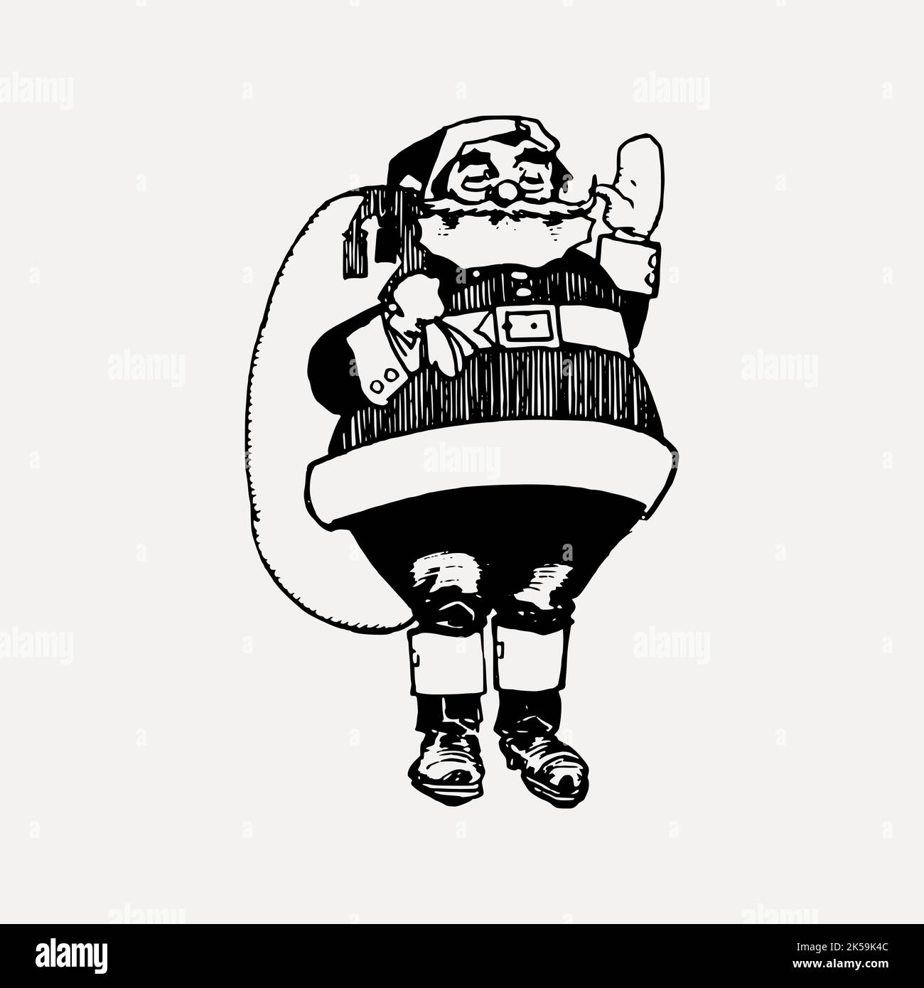 Santa Claus drawing, vintage Christmas illustration vector Stock Vector ...