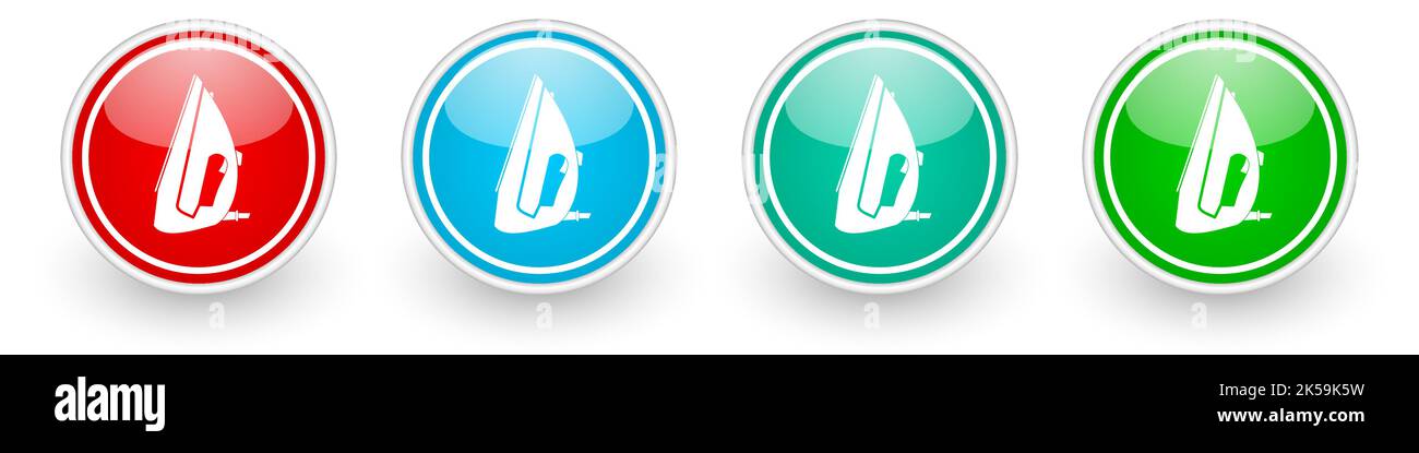 Iron vector icons, colorful glossy buttons on white Stock Vector Image ...
