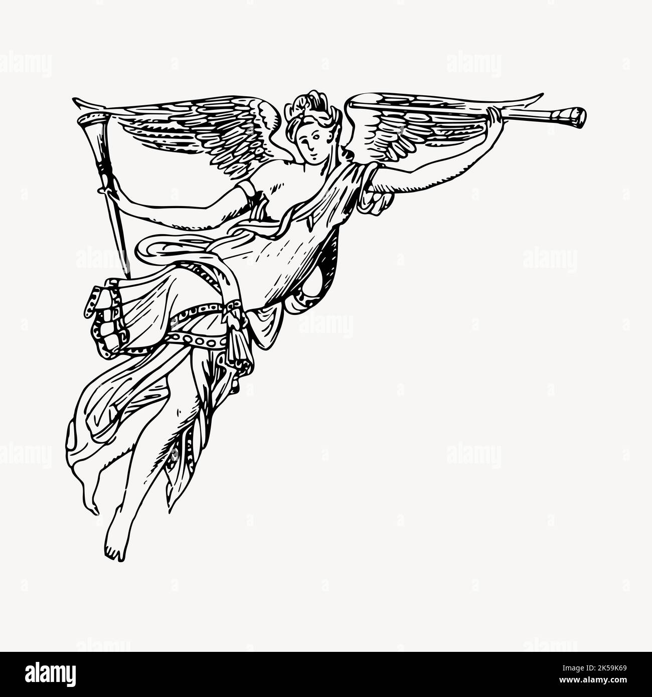 Angel with horn clipart hi-res stock photography and images - Alamy