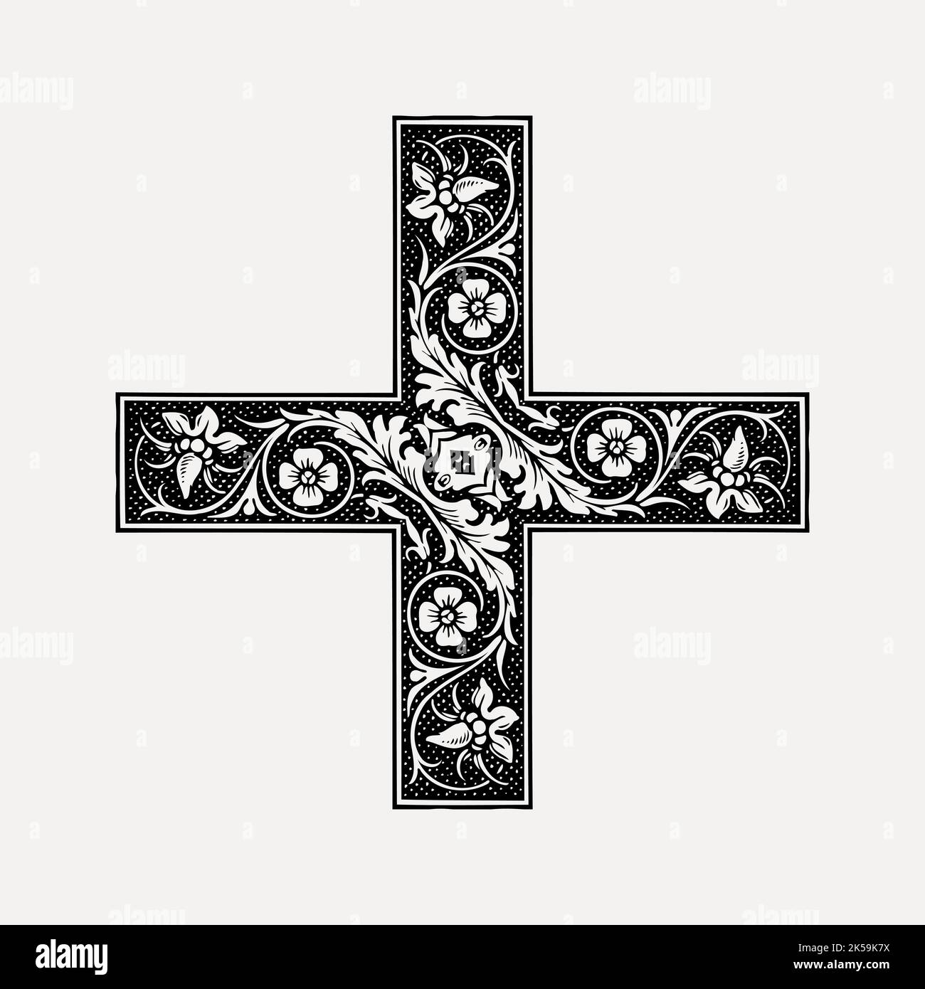 Ornate plus sign drawing, vintage illustration vector Stock Vector ...