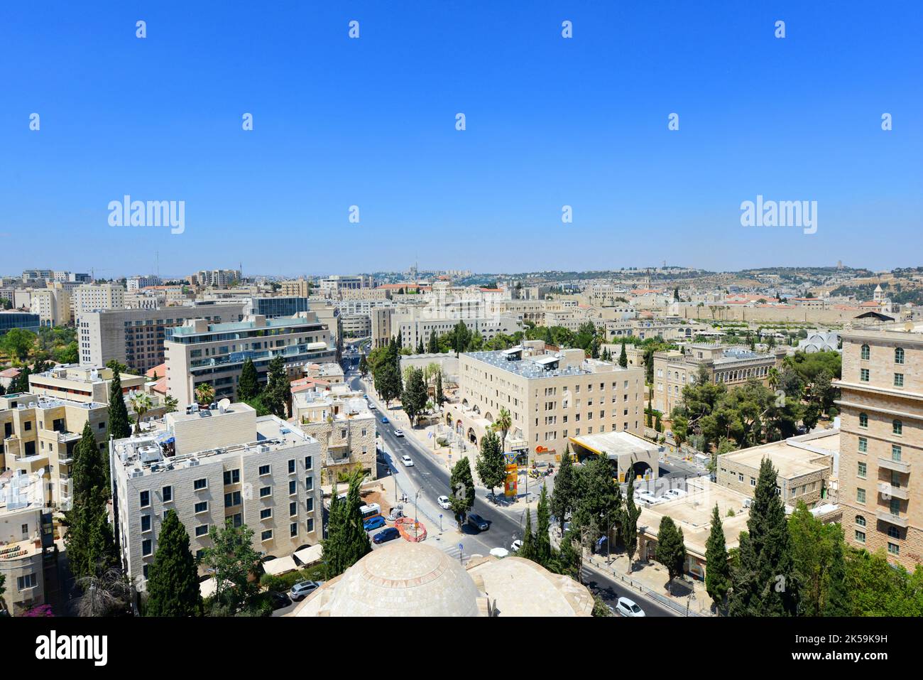 View of central Jerusalem facing north seen from the YMCA tower in in ...