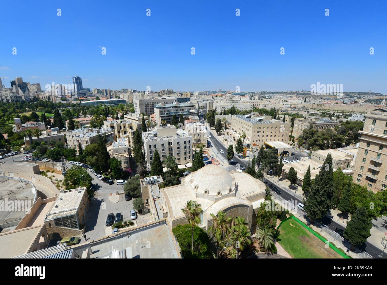 View of central Jerusalem facing north seen from the YMCA tower in in ...