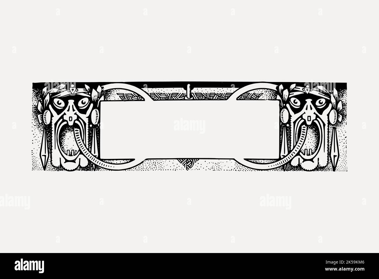 Horror ornament frame drawing, vintage illustration vector Stock Vector ...
