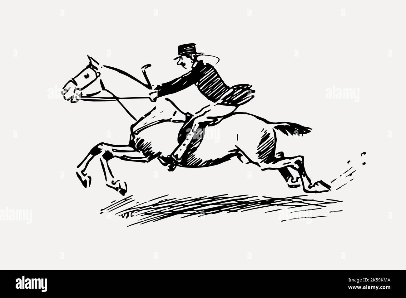 Man riding horse drawing, vintage illustration vector Stock Vector ...