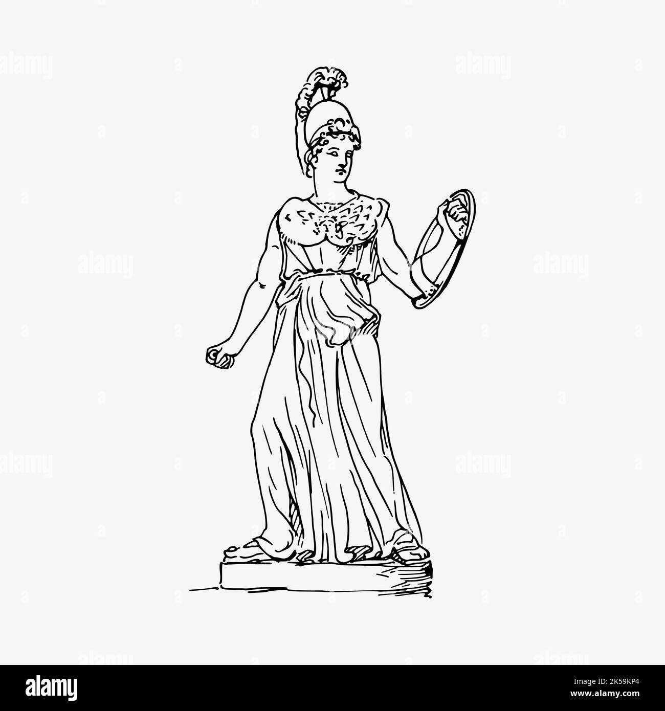 Athena statue clipart, vintage hand drawn vector Stock Vector Image ...