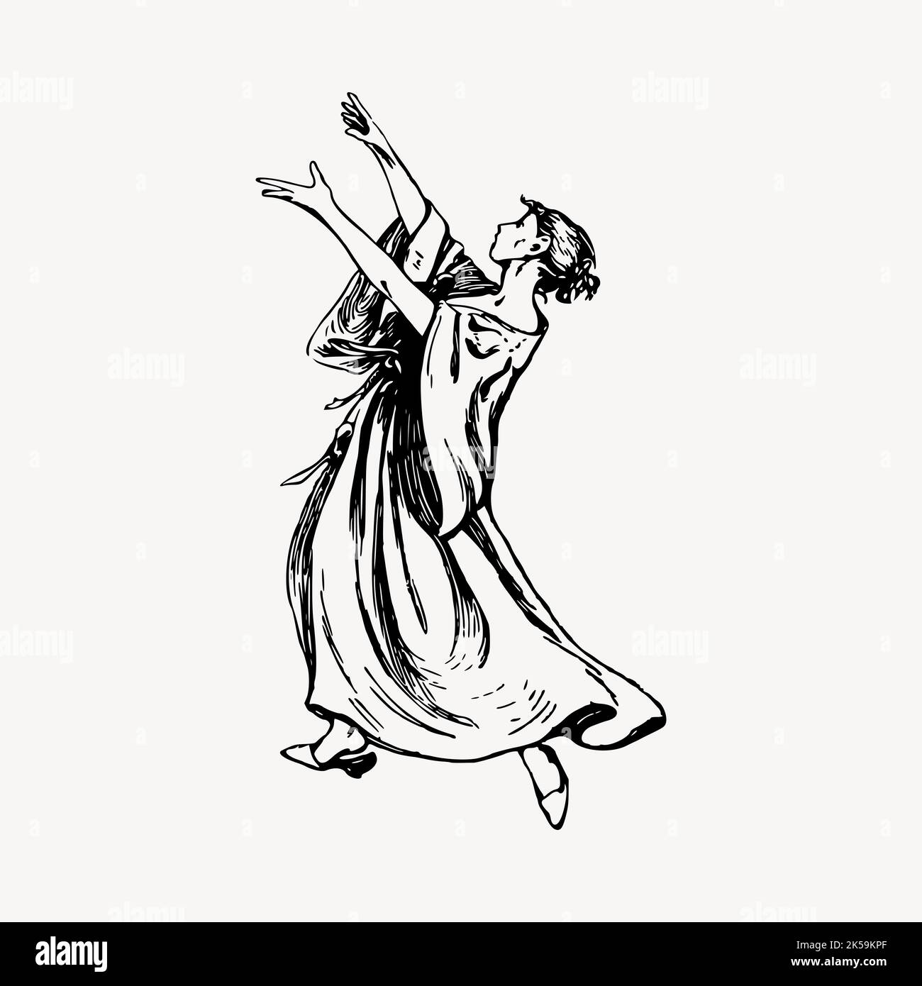 Female dancer clipart, vintage hand drawn vector Stock Vector Image ...