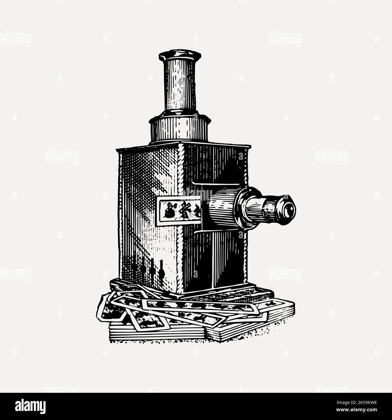 Old projector drawing, vintage object illustration vector Stock Vector ...