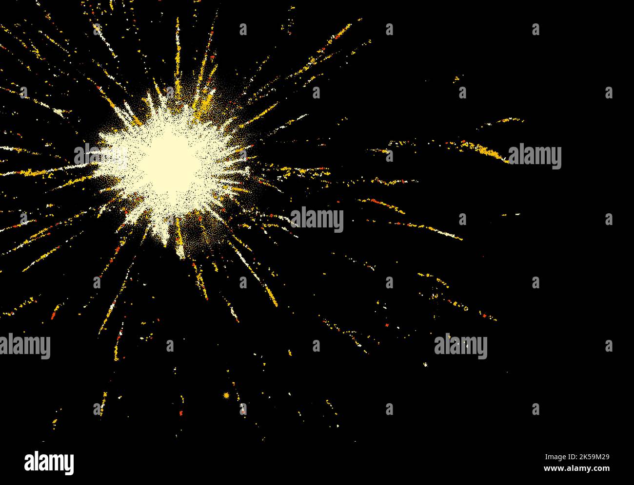 Firework explosion for holiday celebration in dotwork style. Light ...
