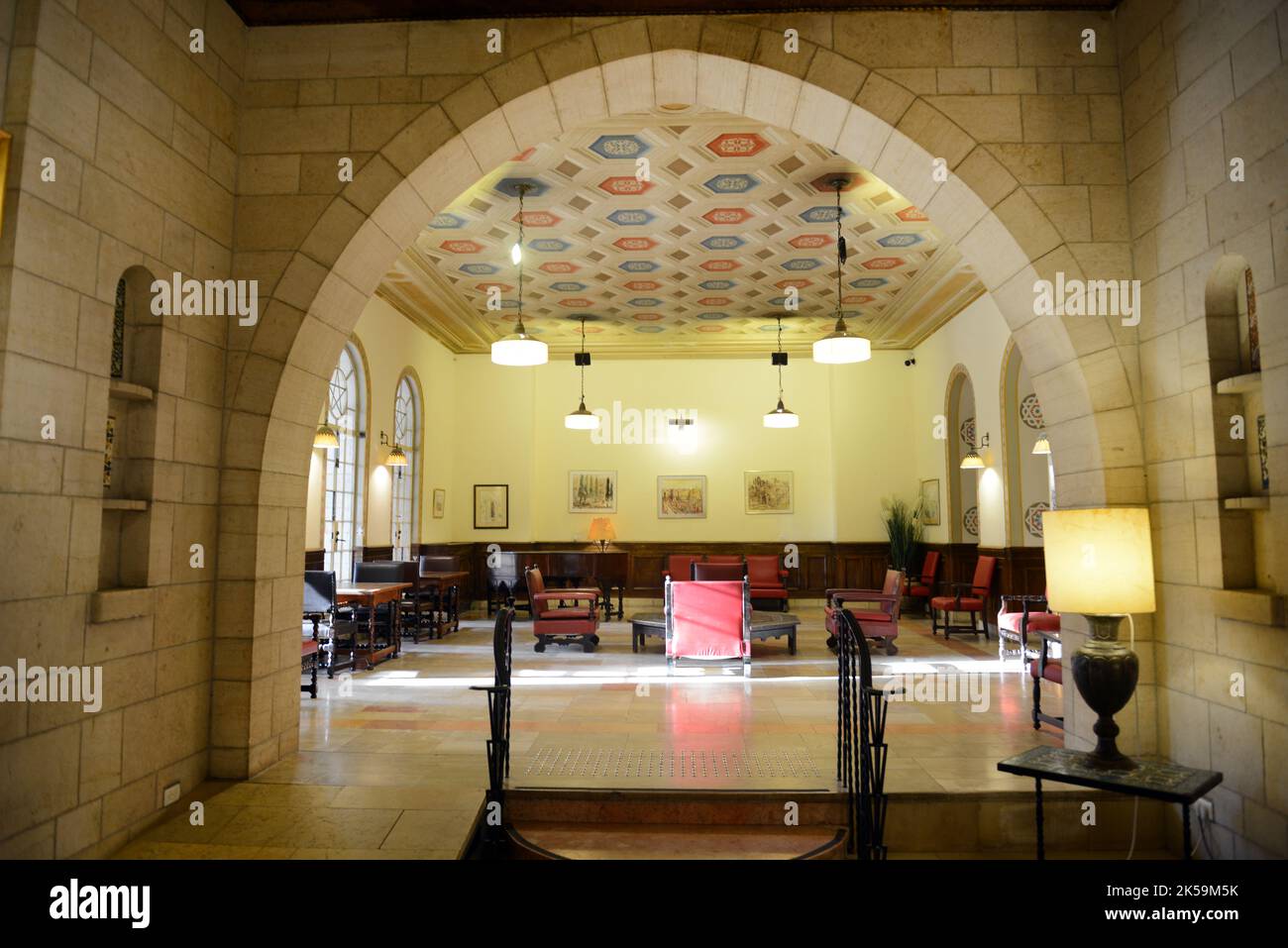 The beautiful interior of the lobby of the YMCA building in Jerusalem ...