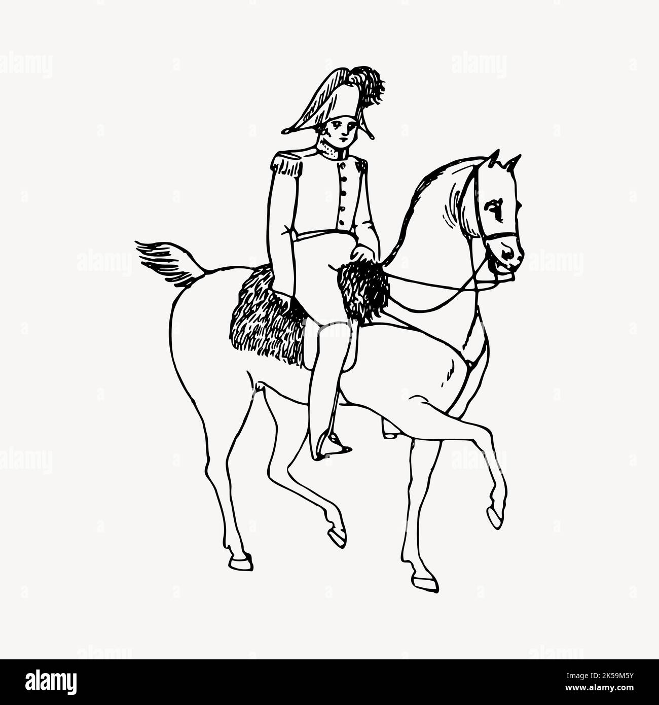 Nobleman, horseback riding clipart, vintage hand drawn vector Stock ...