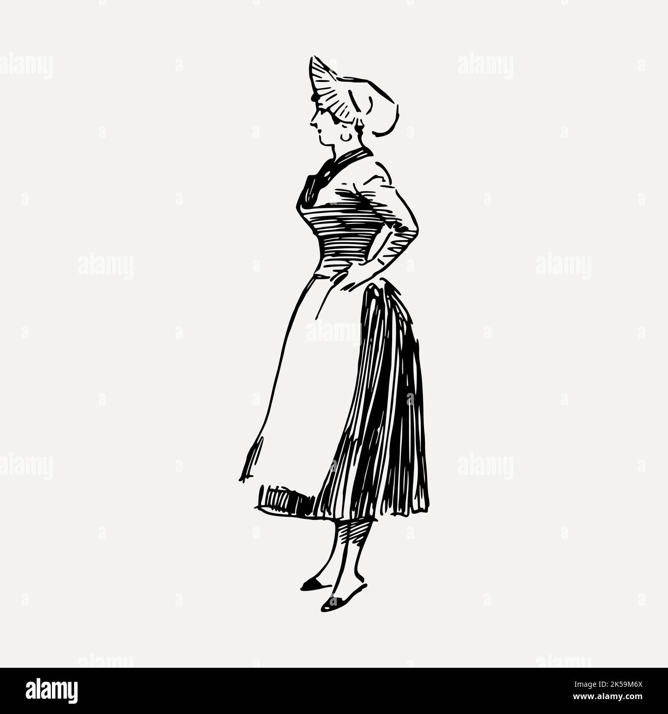 Maid, servant drawing, vintage illustration vector Stock Vector Image ...