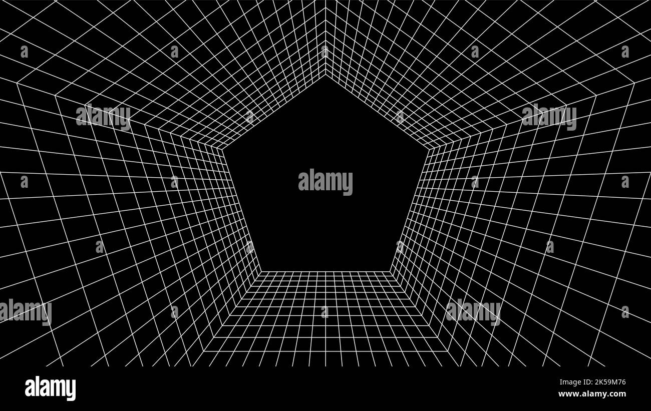 Abstract 80s styled computer background. Sci-fi architecture interior ...