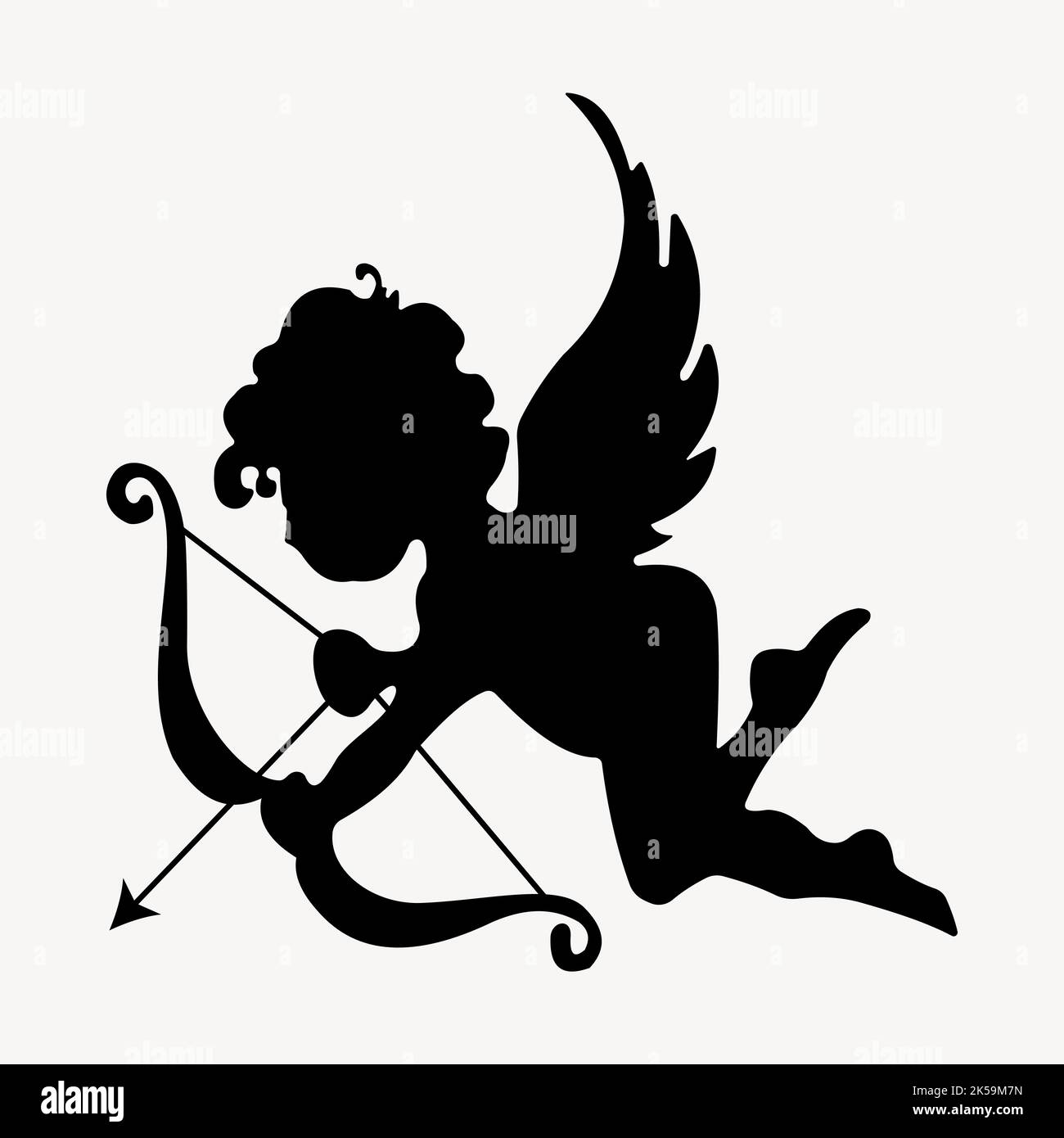 Cupid silhouette clipart, Valentine's day illustration vector Stock ...