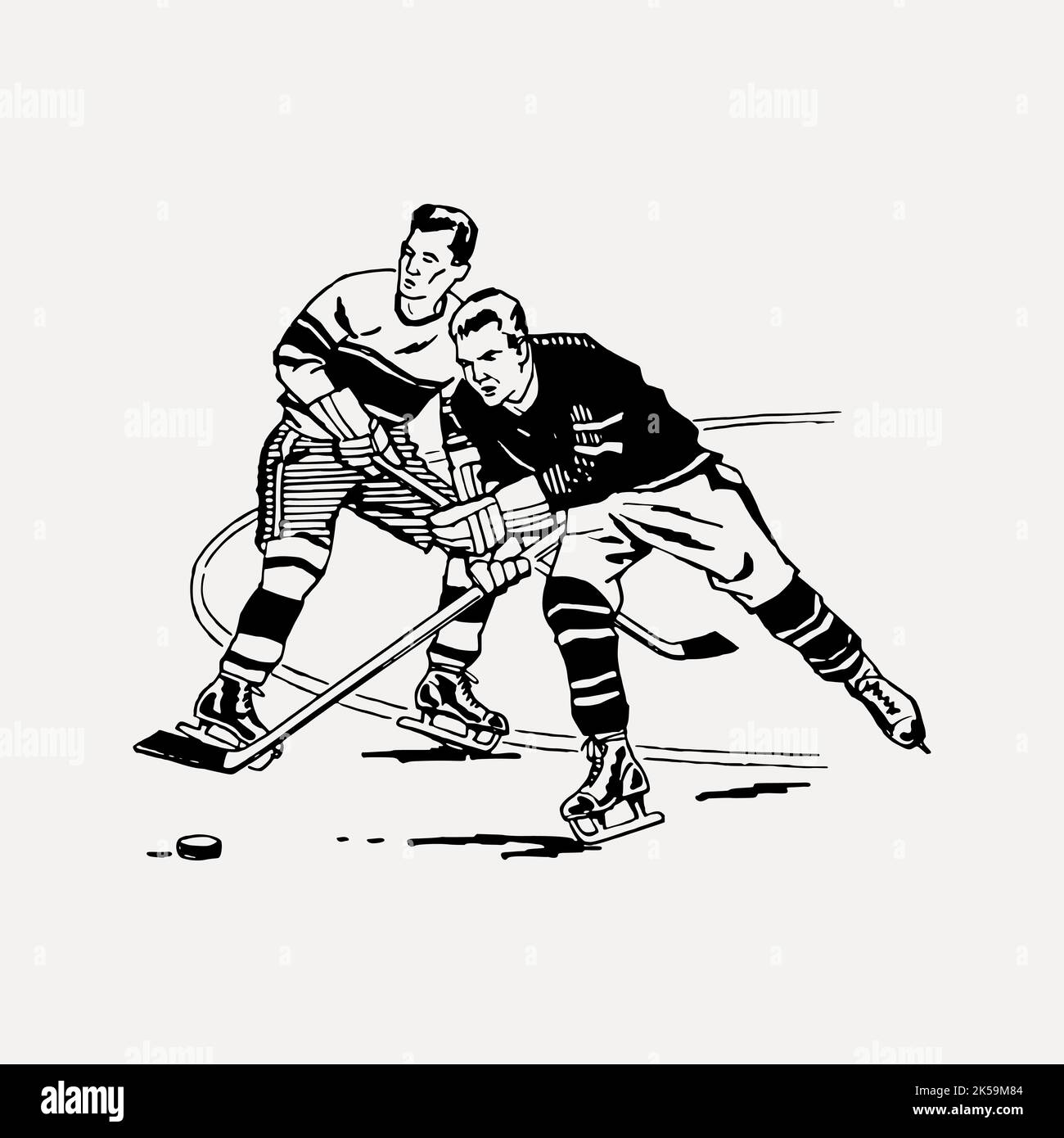 Ice hockey players drawing, vintage sport illustration vector Stock ...