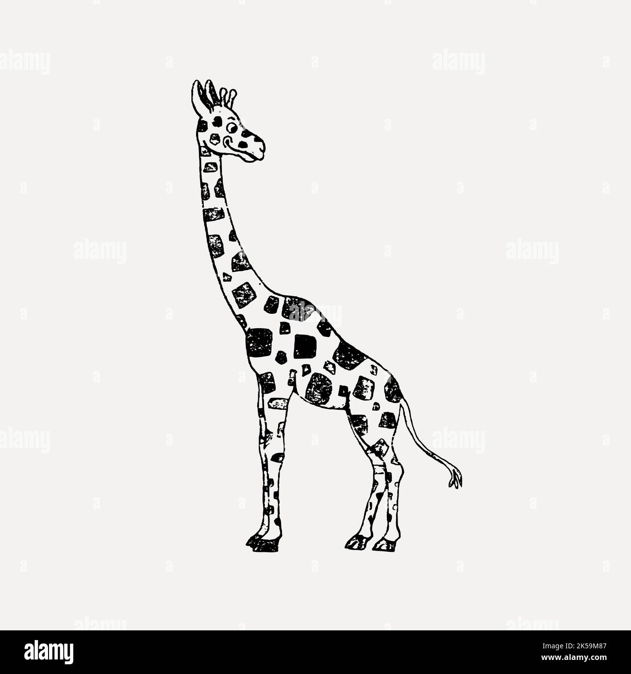 Giraffe drawing, vintage animal illustration vector Stock Vector Image ...