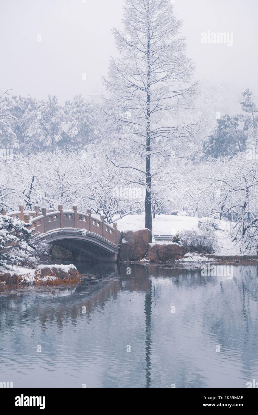 Winter snow scene in Moshan Scenic Area, East Lake, Wuhan, Hubei Stock ...
