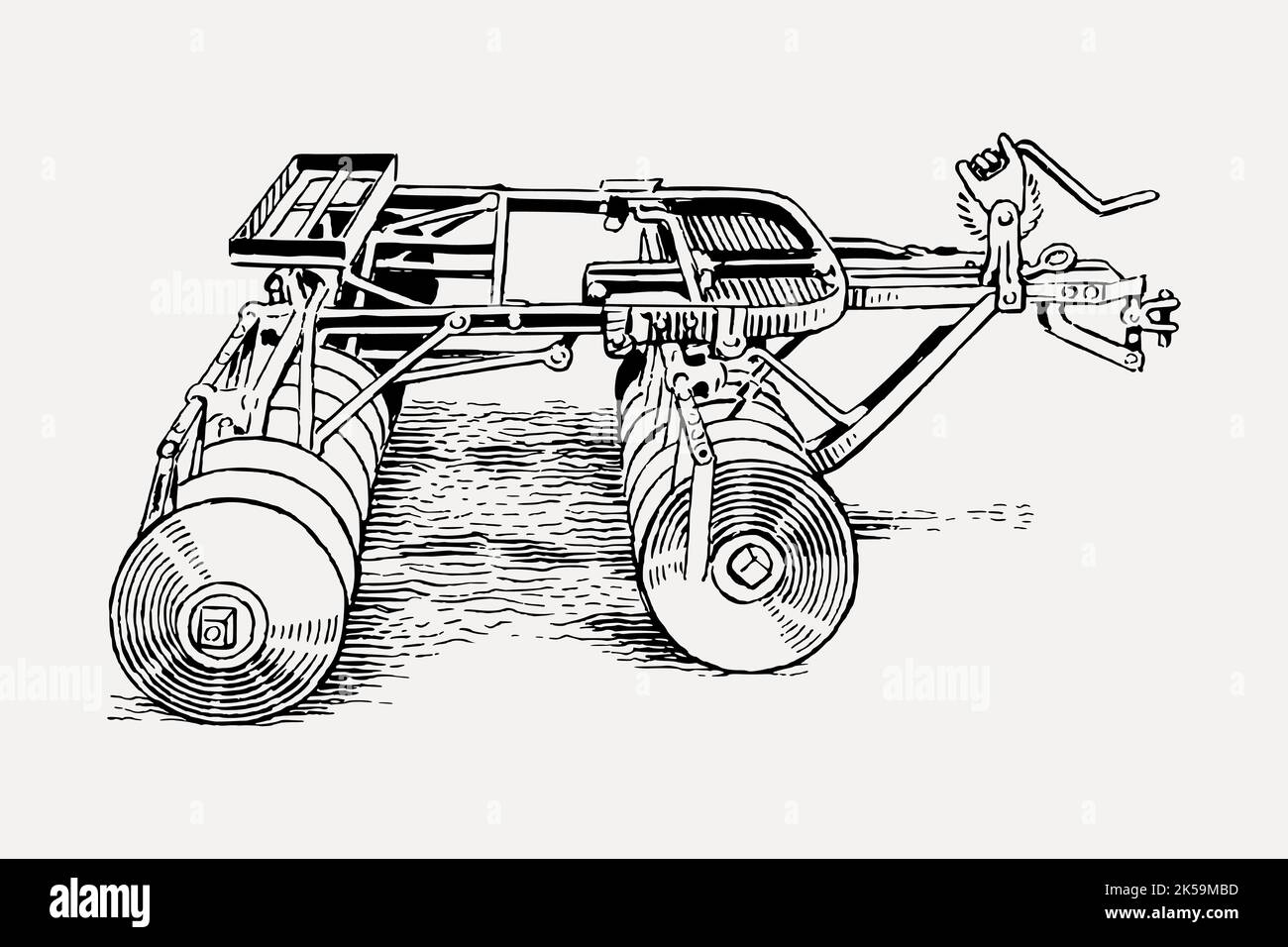 Disc harrow clipart, vintage hand drawn vector Stock Vector Image & Art ...