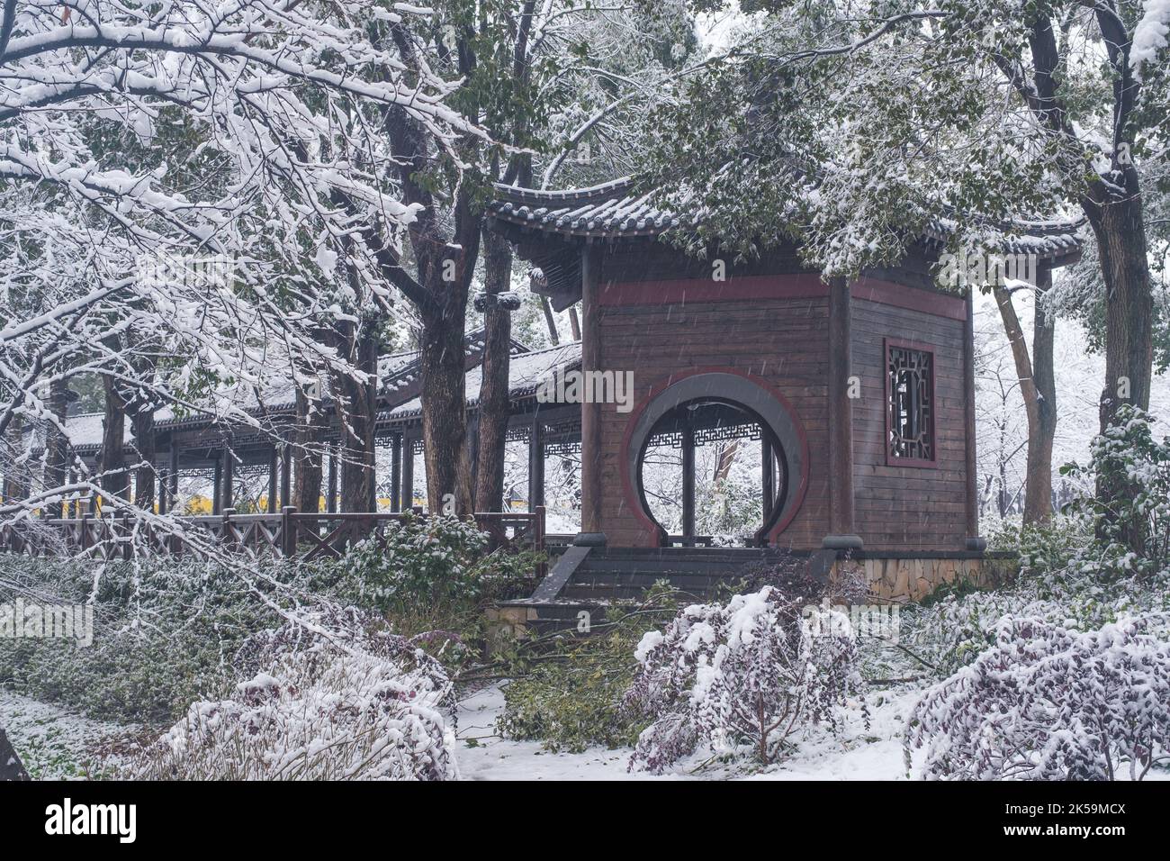 Winter snow scene in Moshan Scenic Area, East Lake, Wuhan, Hubei Stock ...