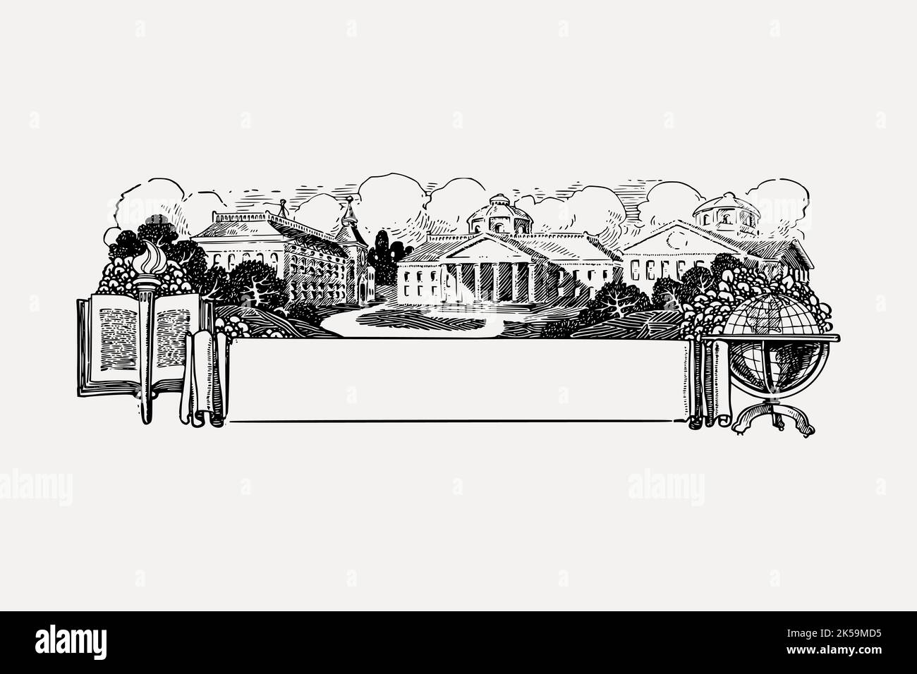 Architecture city frame drawing, vintage illustration vector Stock ...