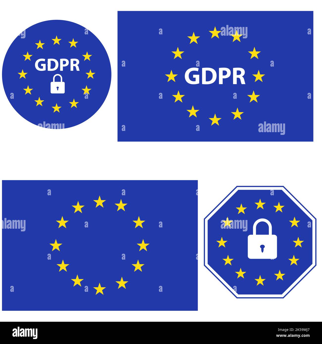 General Data Protection Regulation (GDPR). Euro Security Lock icons ...