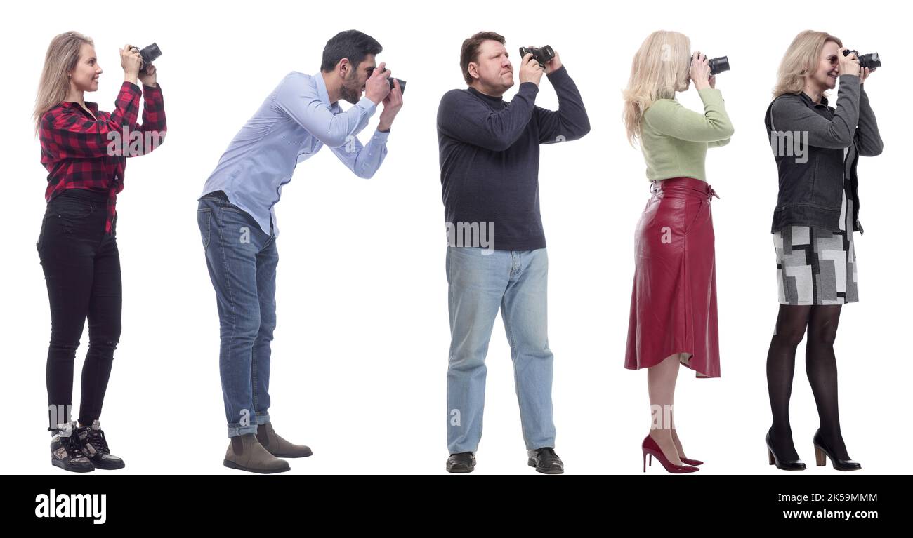 collage of group of photographers in profile isolated Stock Photo - Alamy