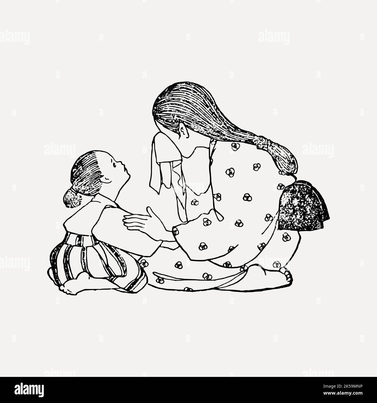 Japanese lady crying drawing, vintage illustration vector Stock Vector ...