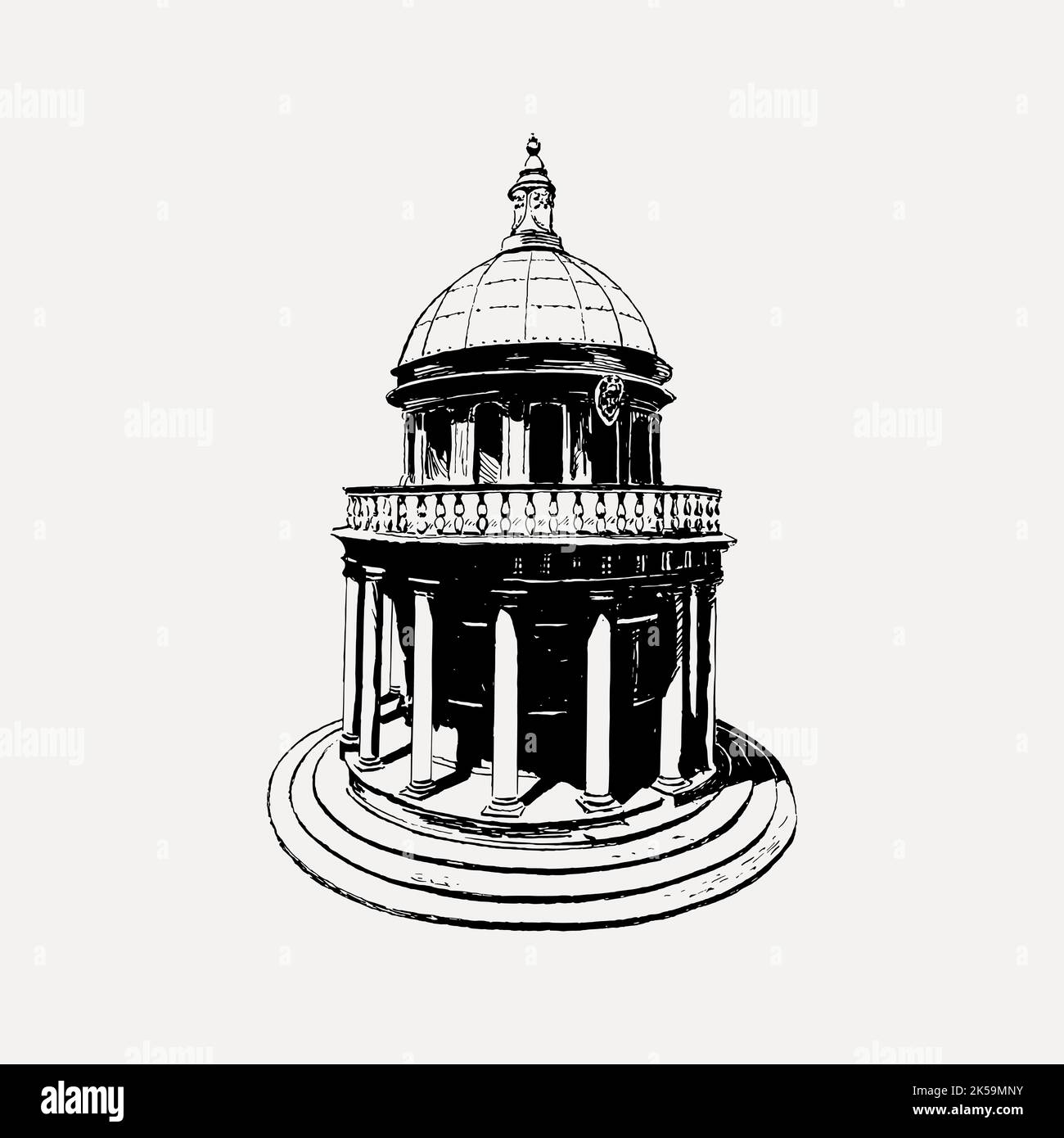 Rotunda drawing, vintage architecture illustration vector Stock Vector ...