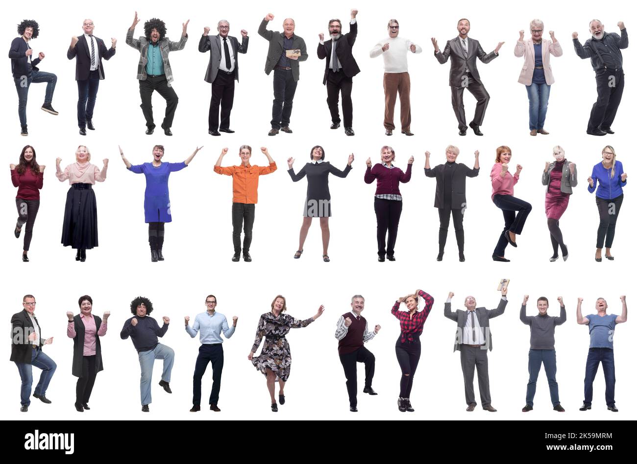 collage of people joyful energetic full length isolated Stock Photo - Alamy