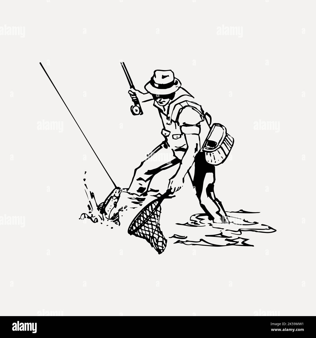 Fisherman clipart, drawing illustration vector Stock Vector Image & Art ...