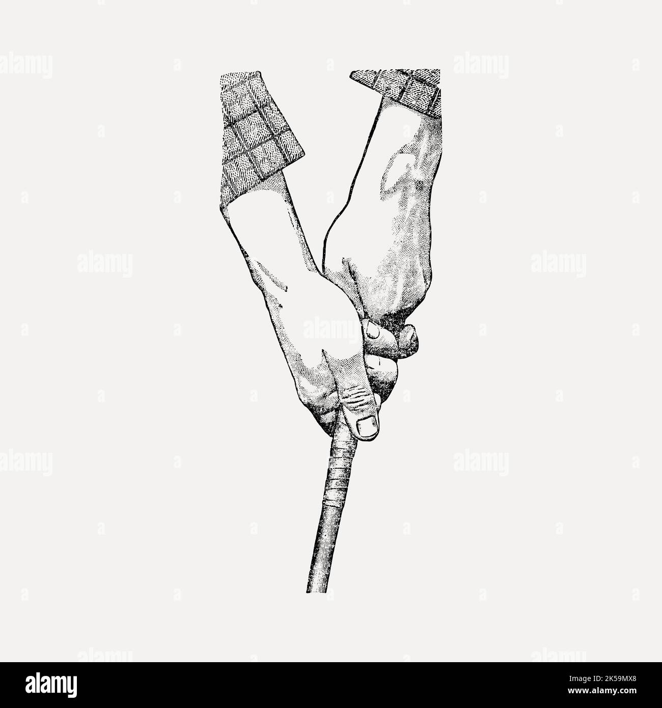Hands holding golf club drawing, vintage illustration vector Stock ...