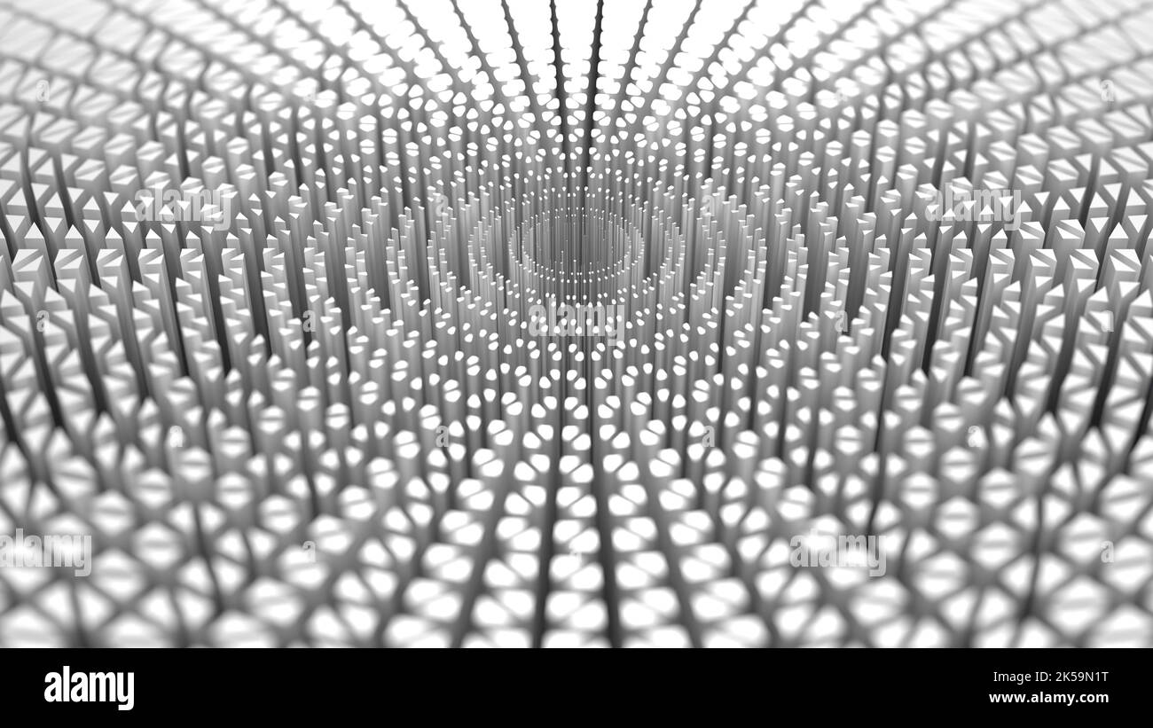 3D rendering of symmetrically sliced object leaving an ever expanding ...