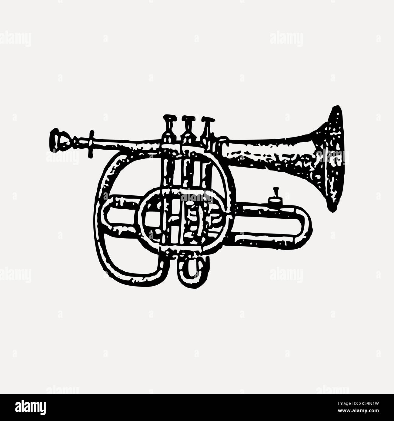 Cornet drawing, vintage music illustration vector Stock Vector Image ...