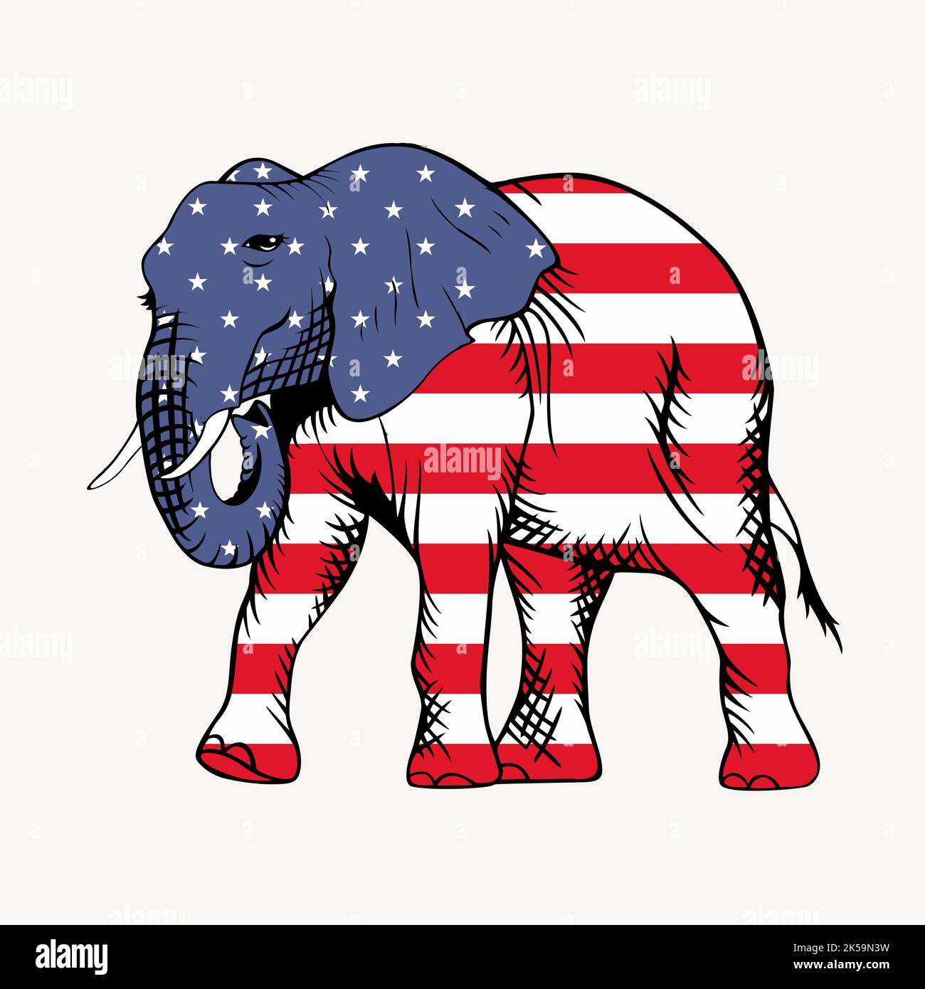 US flag elephant clipart, animal illustration vector Stock Vector Image ...
