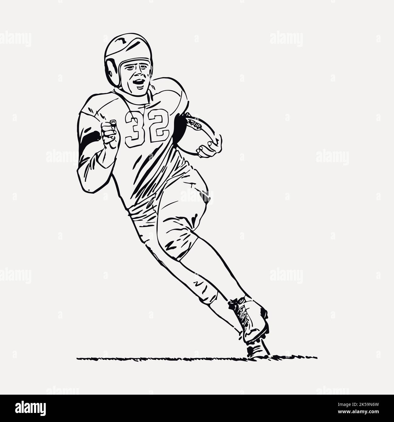 American football player clipart, vintage hand drawn vector Stock ...