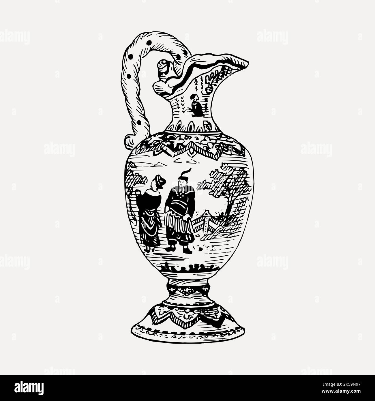 Decorative urn clipart, vintage hand drawn vector Stock Vector Image ...