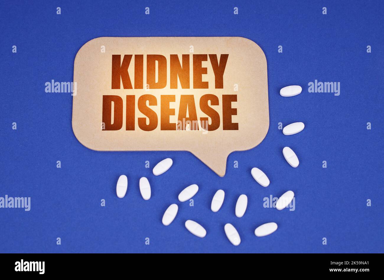 Medical concept. On the blue surface of the tablet and a cardboard ...