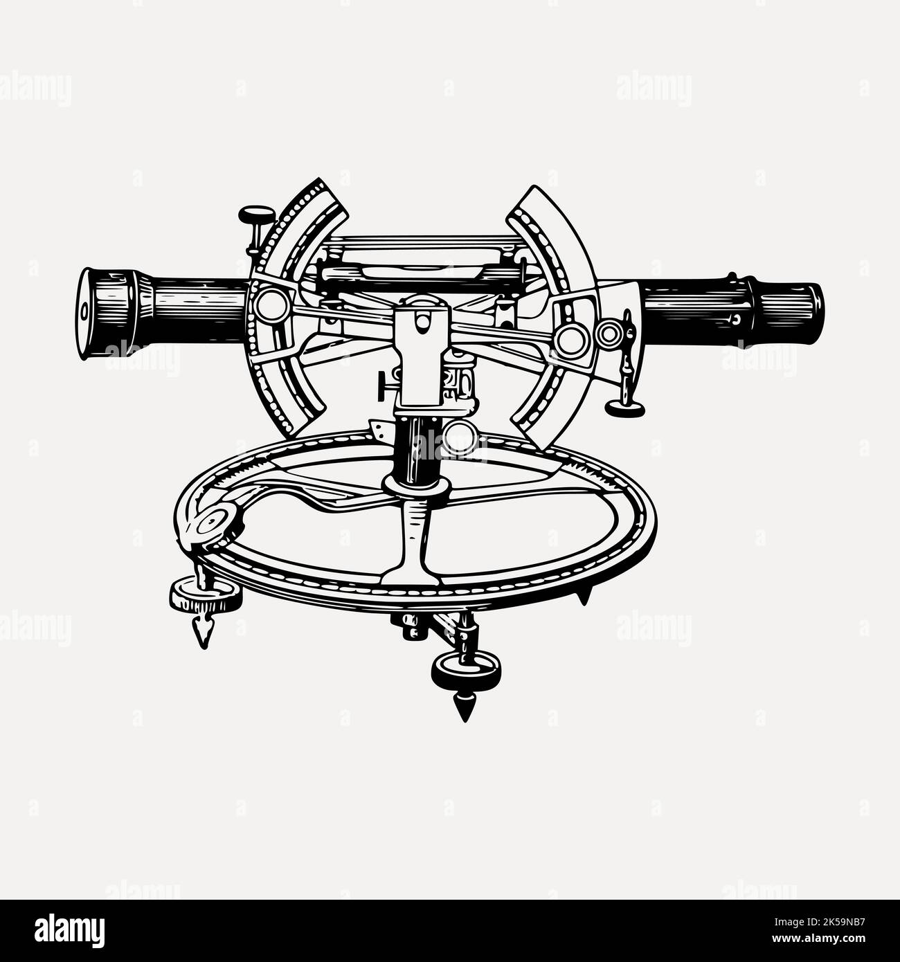 Theodolite instrument clipart, vintage hand drawn vector Stock Vector ...