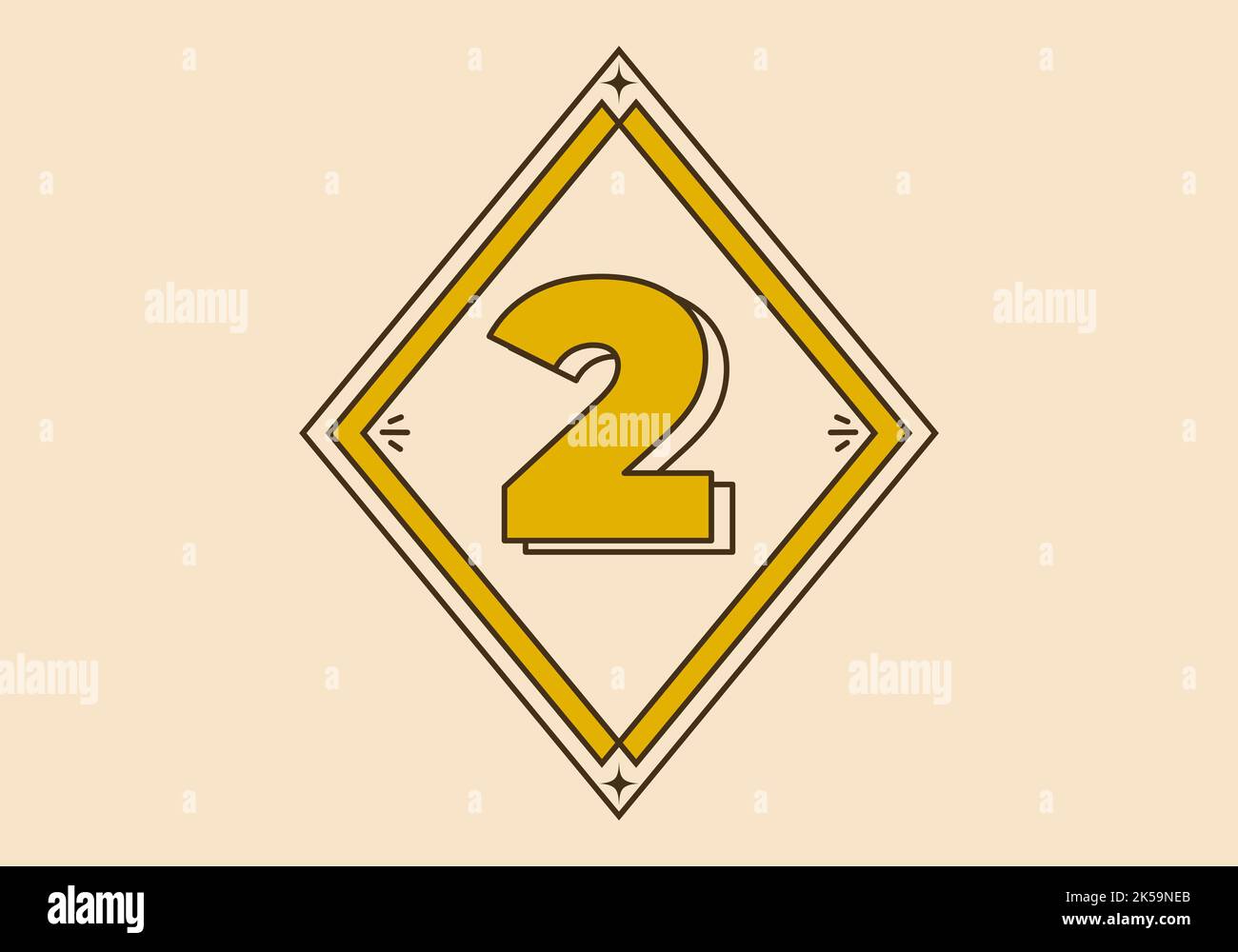 Vintage retro style frame design with number two on it Stock Vector ...