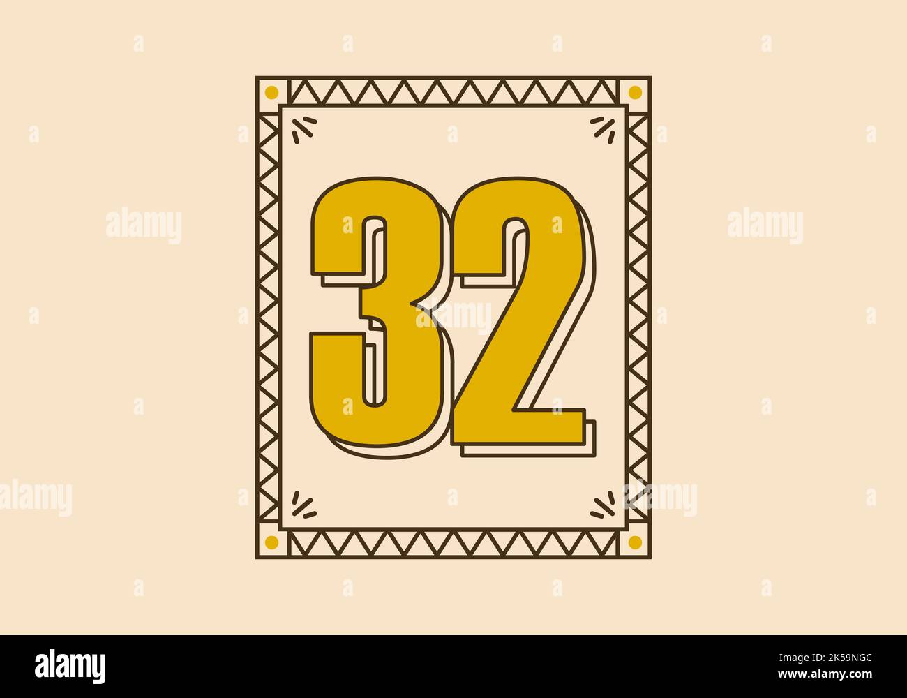 Retro rectangle frame with number 32 on it Stock Vector Image & Art - Alamy