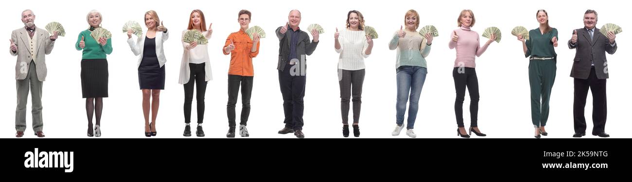 group of successful people with money in their hands Stock Photo - Alamy