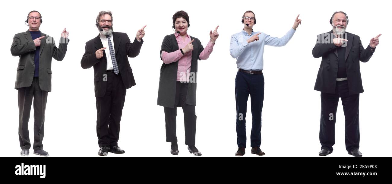 group of business people with microphone isolated Stock Photo - Alamy