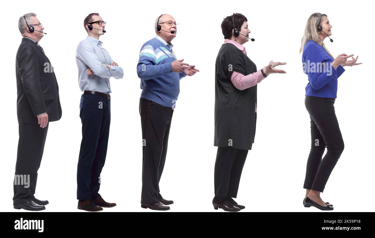 group of business people with microphone isolated Stock Photo - Alamy