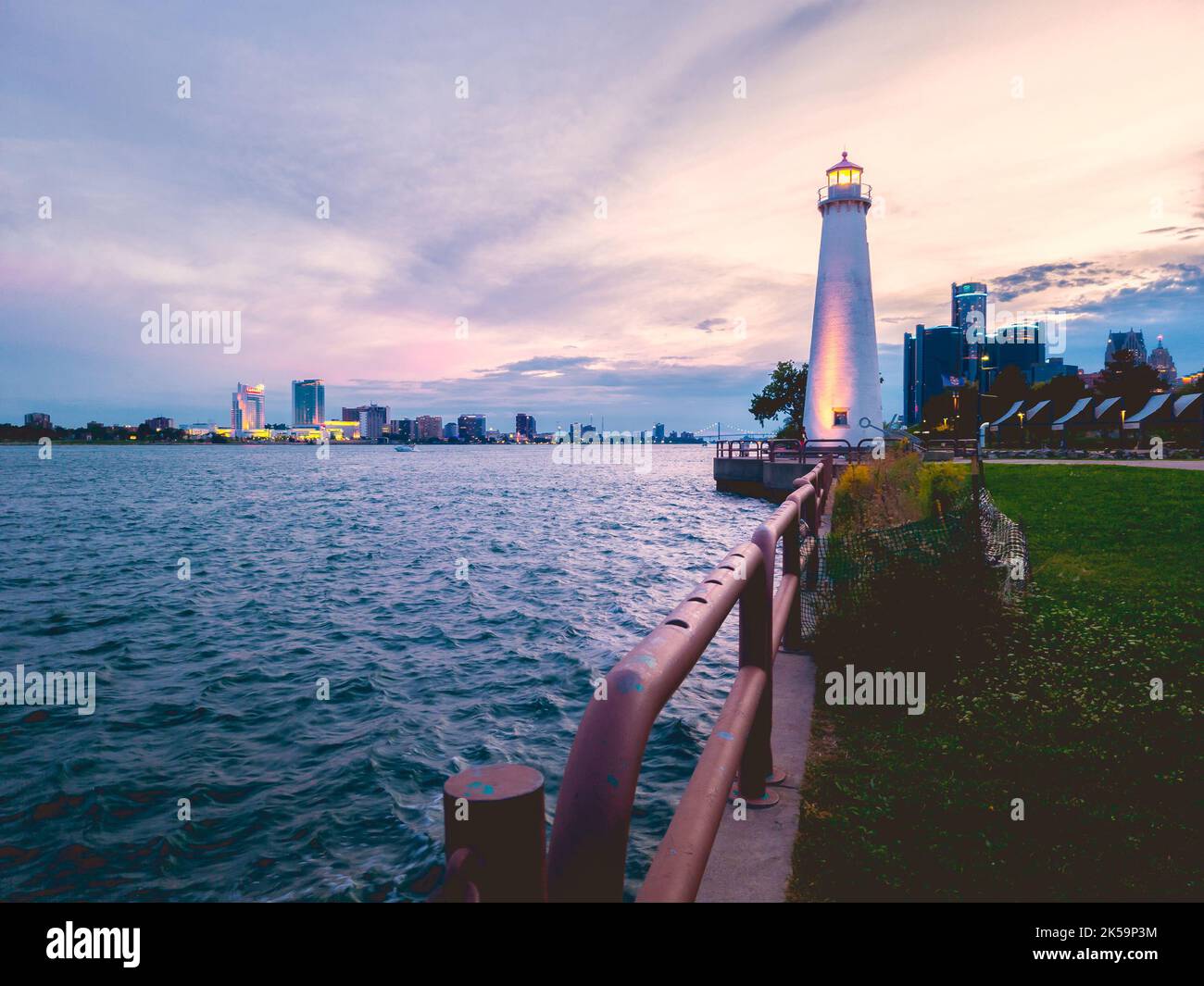 Detroit, Michigan - Sep 10, 2022: Landscape Wide View of Detroit River ...